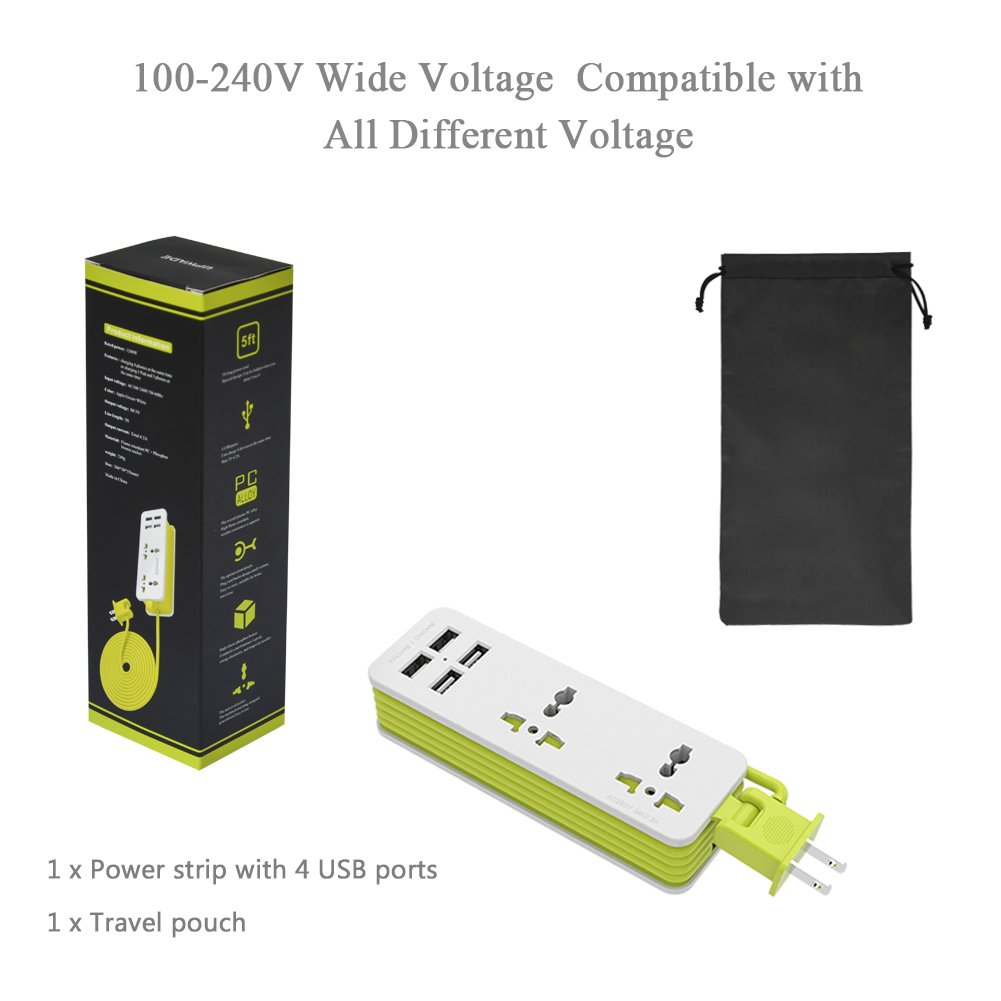 Snapklik.com : Upwade Portable Universal 100V-240V 2 Outlets Surge Protector Travel Power Strip