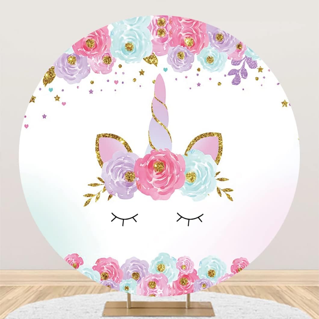 Amazon.com : Yeele Unicorn Round Backdrop, Rainbow Unicorn Watercolor ...