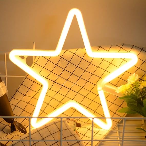 Star Neon Light Signs Warm White Neon Wall Light up Sign Art Decor for ...