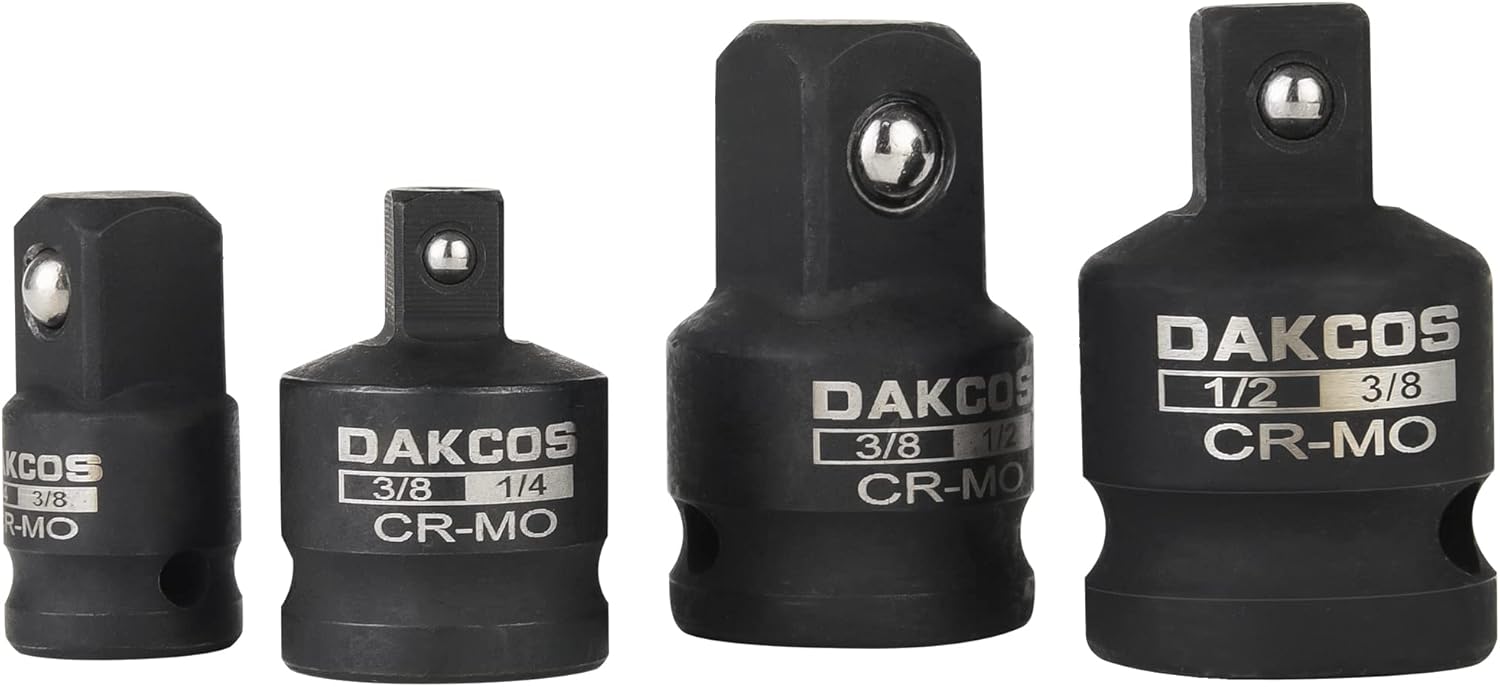DAKCOS Impact Socket Adapter Reducer Set, 4-Piece, 1/2" to 3/8", 3/8 ...