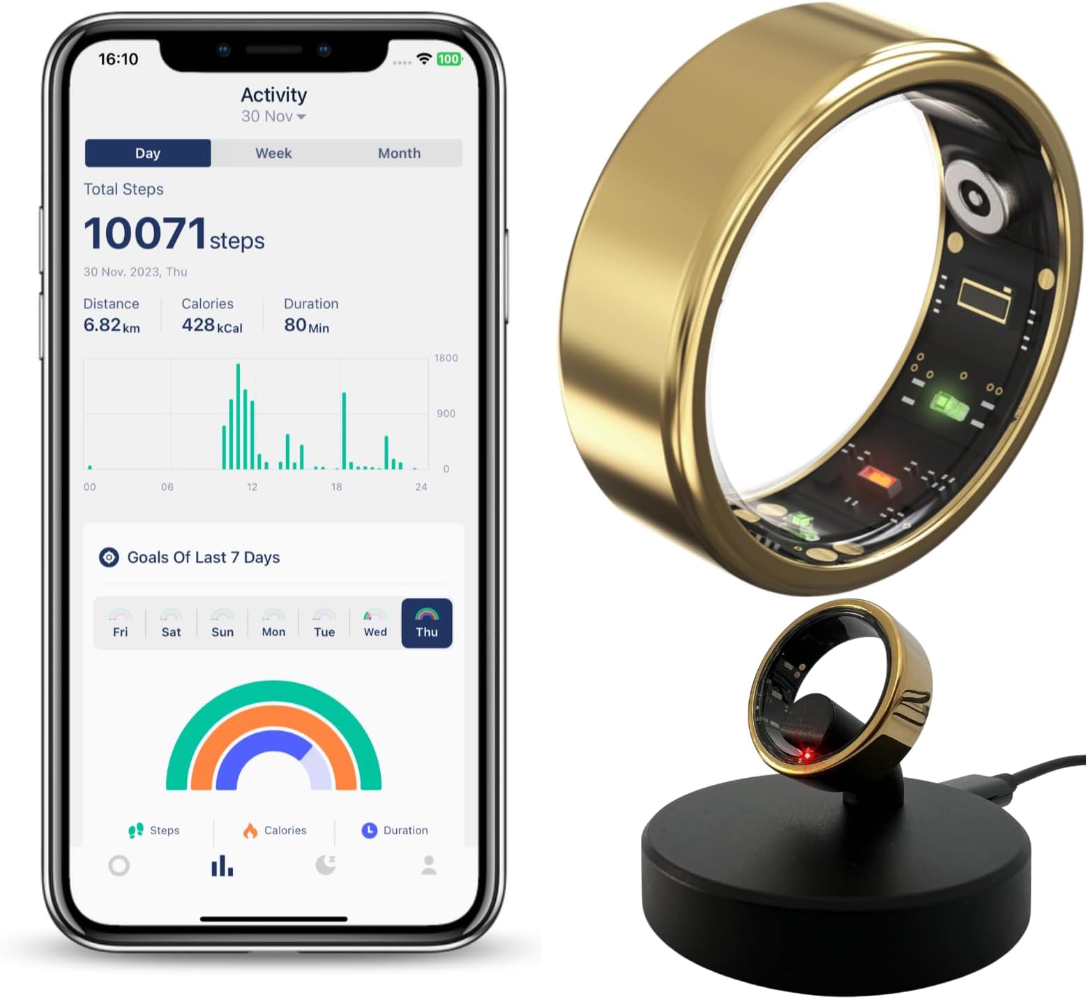 Amazon.com: Smart Ring Health Tracker for Women & Men, No App ...