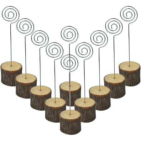 Amazon.com: 30 Pcs Rustic Wood Place Card Holders with Swirl Wire ...