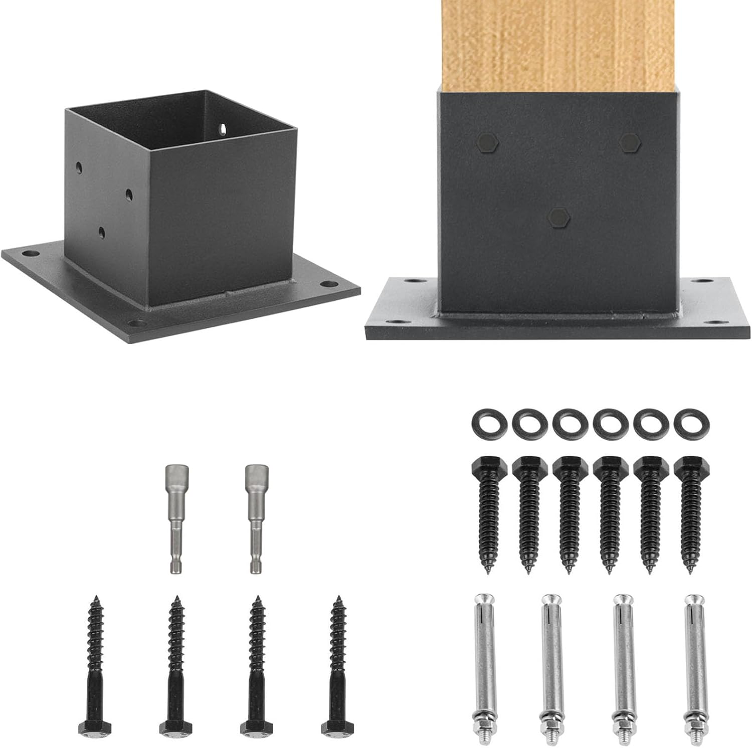 Cugeran 4×4" Stainless Steel Post Base (1 PCS), Deck Post Base Internal ...