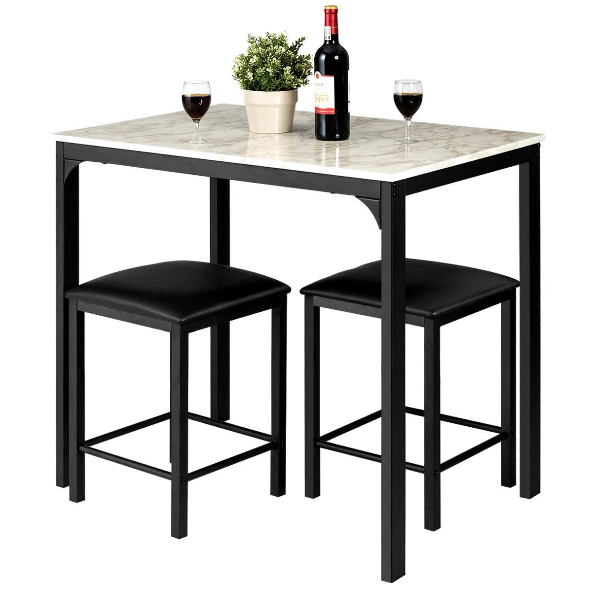Amazon.com - GORELAX Dining Table Set for 2 w/Faux Mable Tabletop and ...