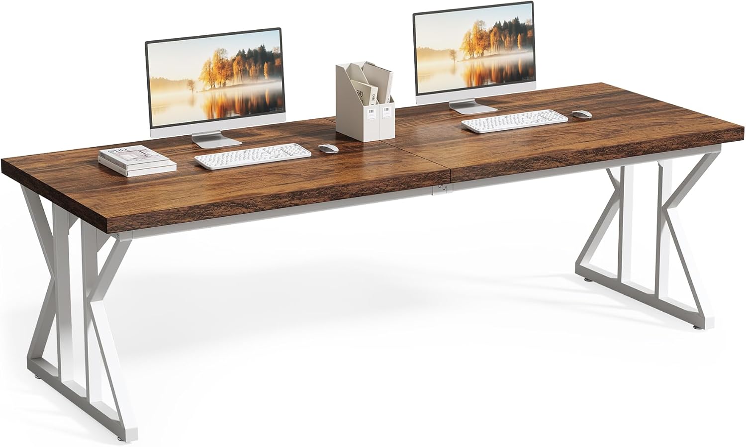 Amazon.com: LITTLE TREE 78.7 Inch Large Executive Desk, Modern Computer ...