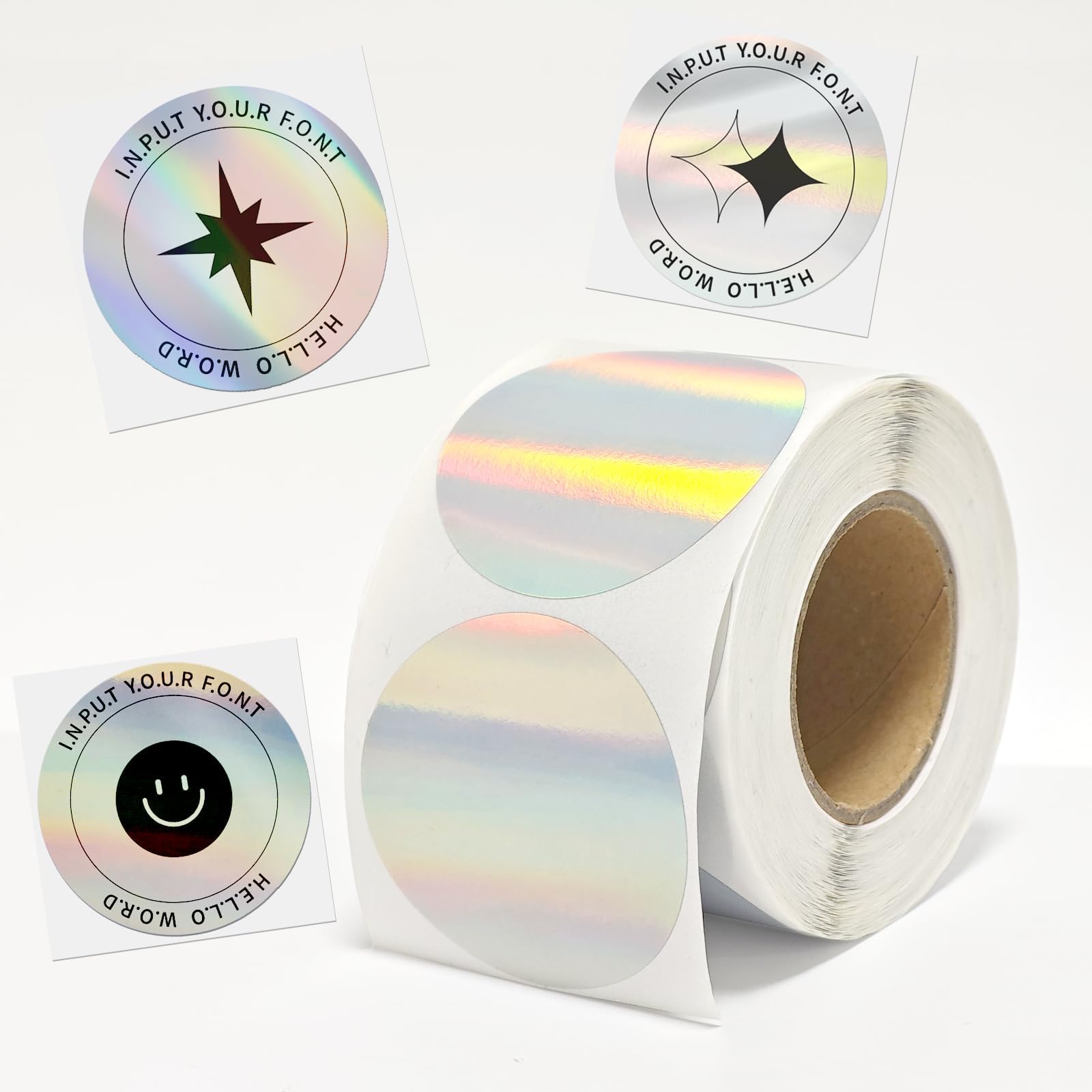 Amazon.com : Gute Circle Holographic Thermal Label Stickers,Silver ...