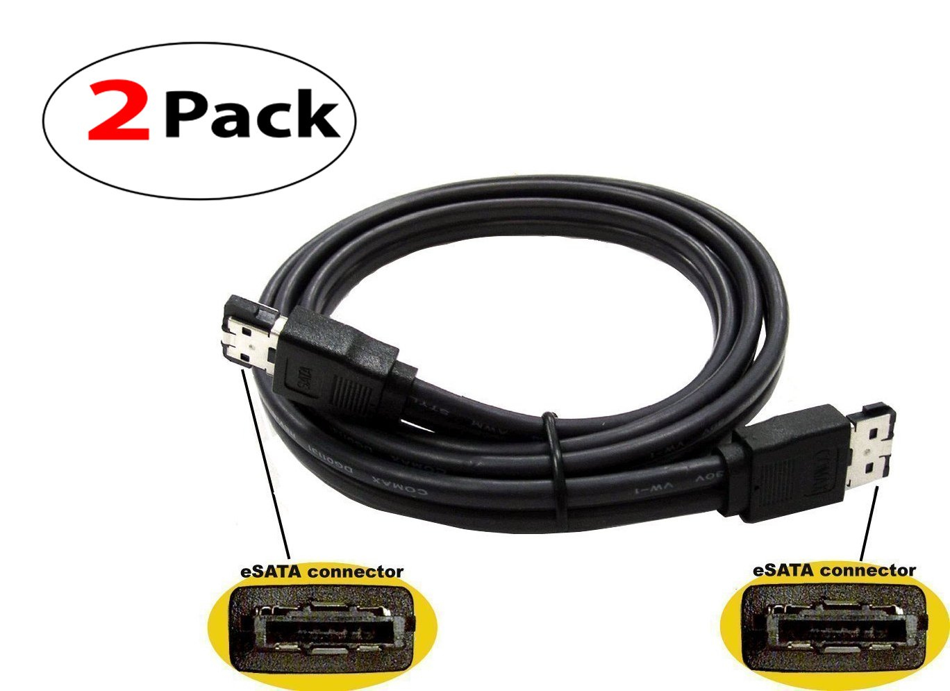 Amazon.com: SaiTech IT 2 Pack eSATA Cable 7-pin Shielded External eSATA ...