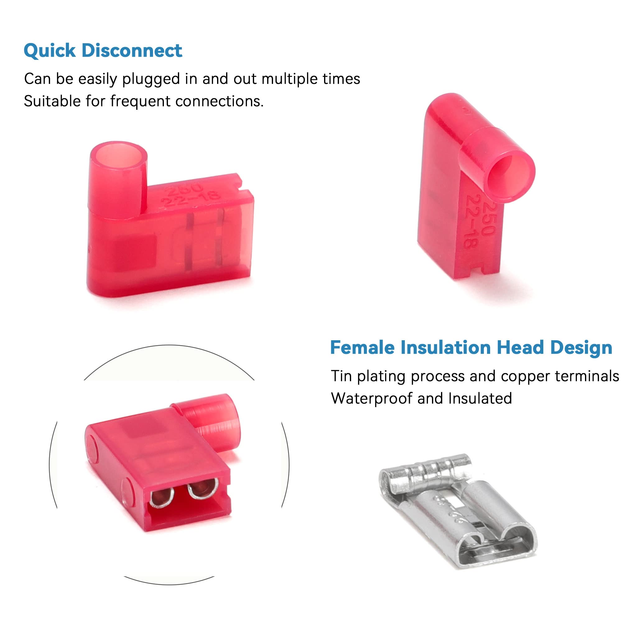 Snapklik.com : HKS 100 PCS Flag Spade Terminals 90 Degree Female