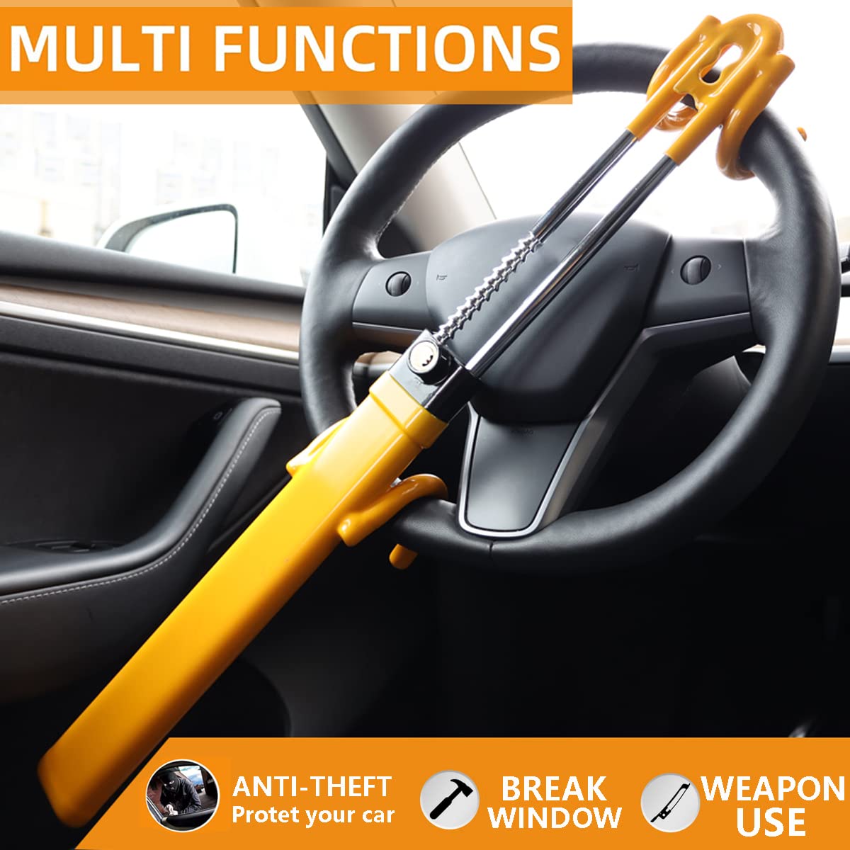 Snapklik.com : Steering Wheel Lock Anti-Theft Device, BANHAO Anti Theft ...
