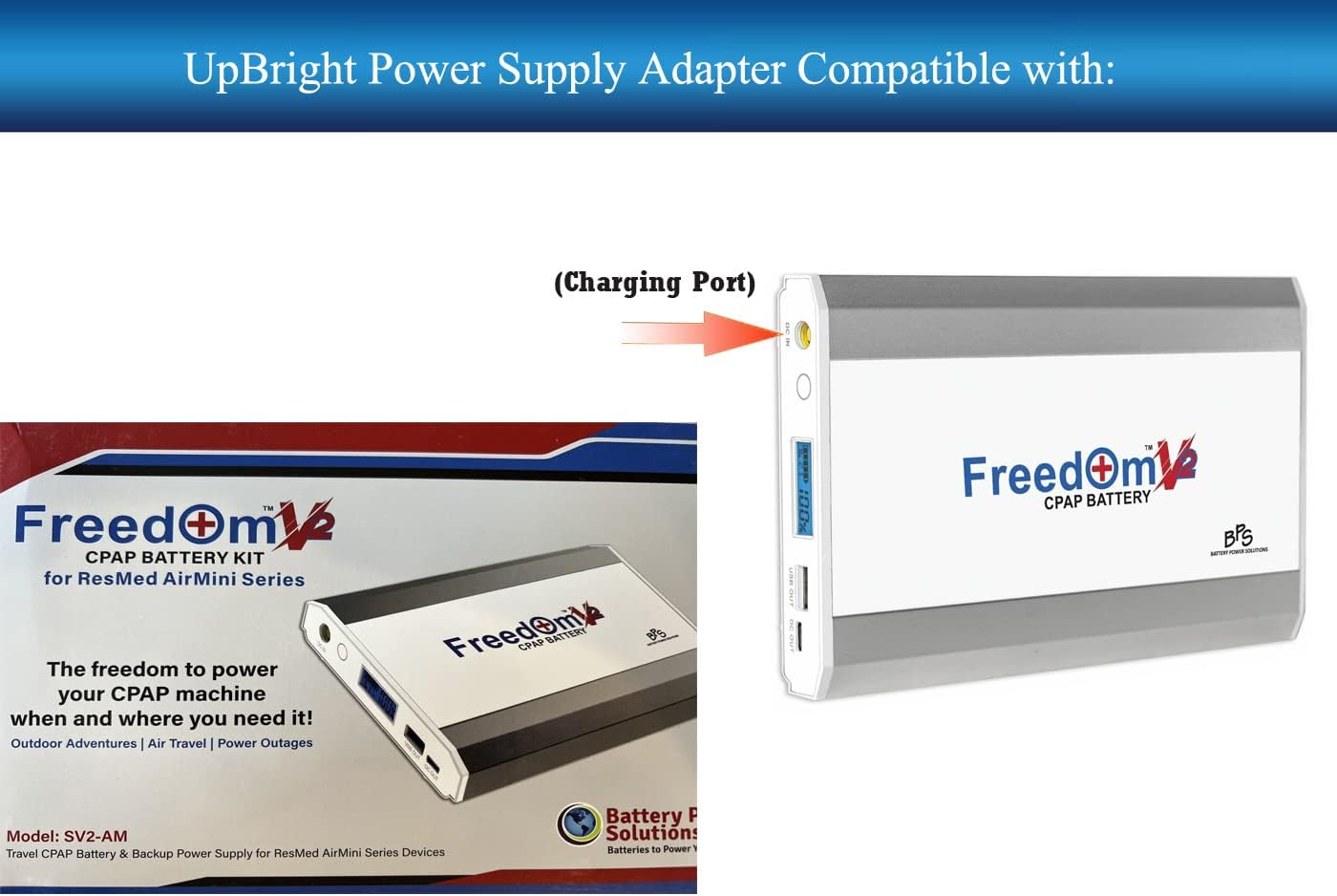 UpBright Adaptador de coche compatible con BPS Freedom V2 CPAP Kit de ...