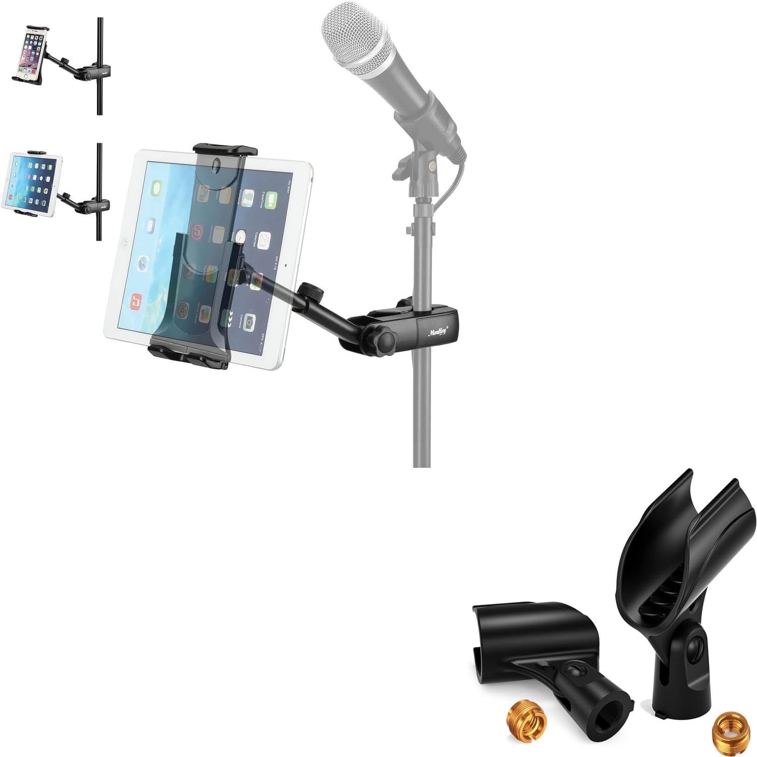 Amazon.com: Moukey Mic Stand Tablet Holder with 2-Pack Mic Clip Holders ...