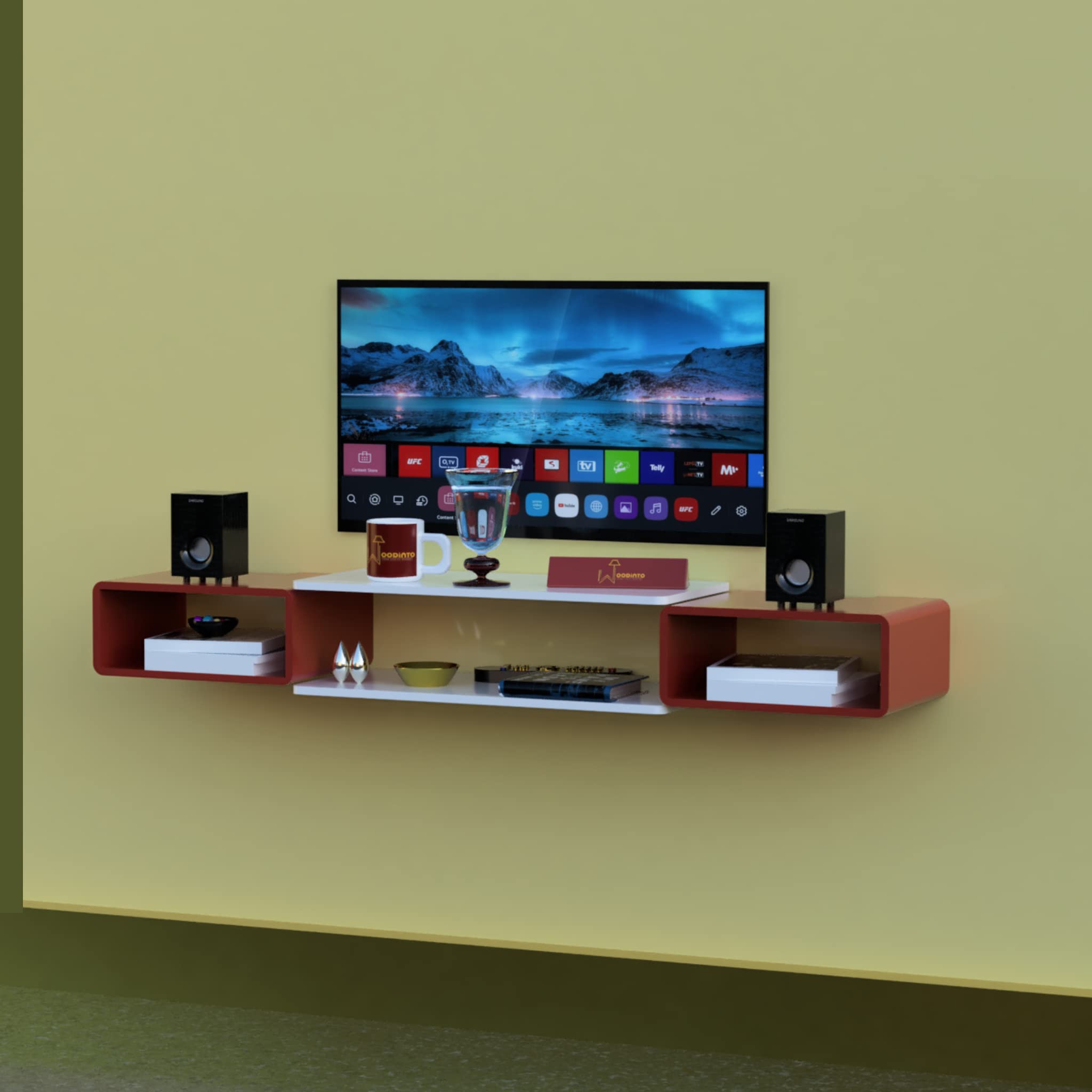 Buy WooDinto Set Top Box Stand Wall Ed Stand Wall Holder TV Unit