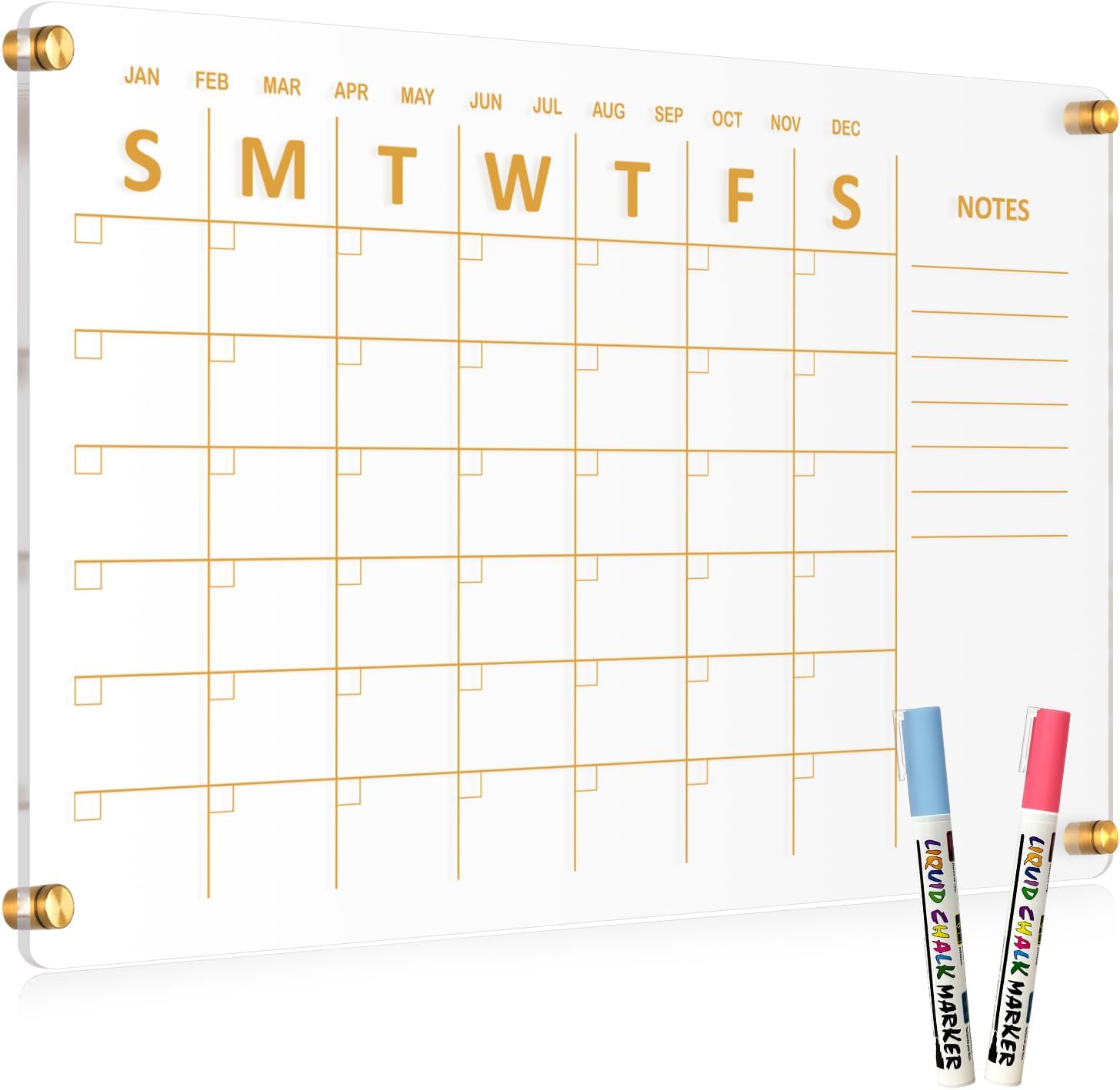Amazon.com: mDesign Modern Acrylic Calendar for Wall with Dry Erase ...