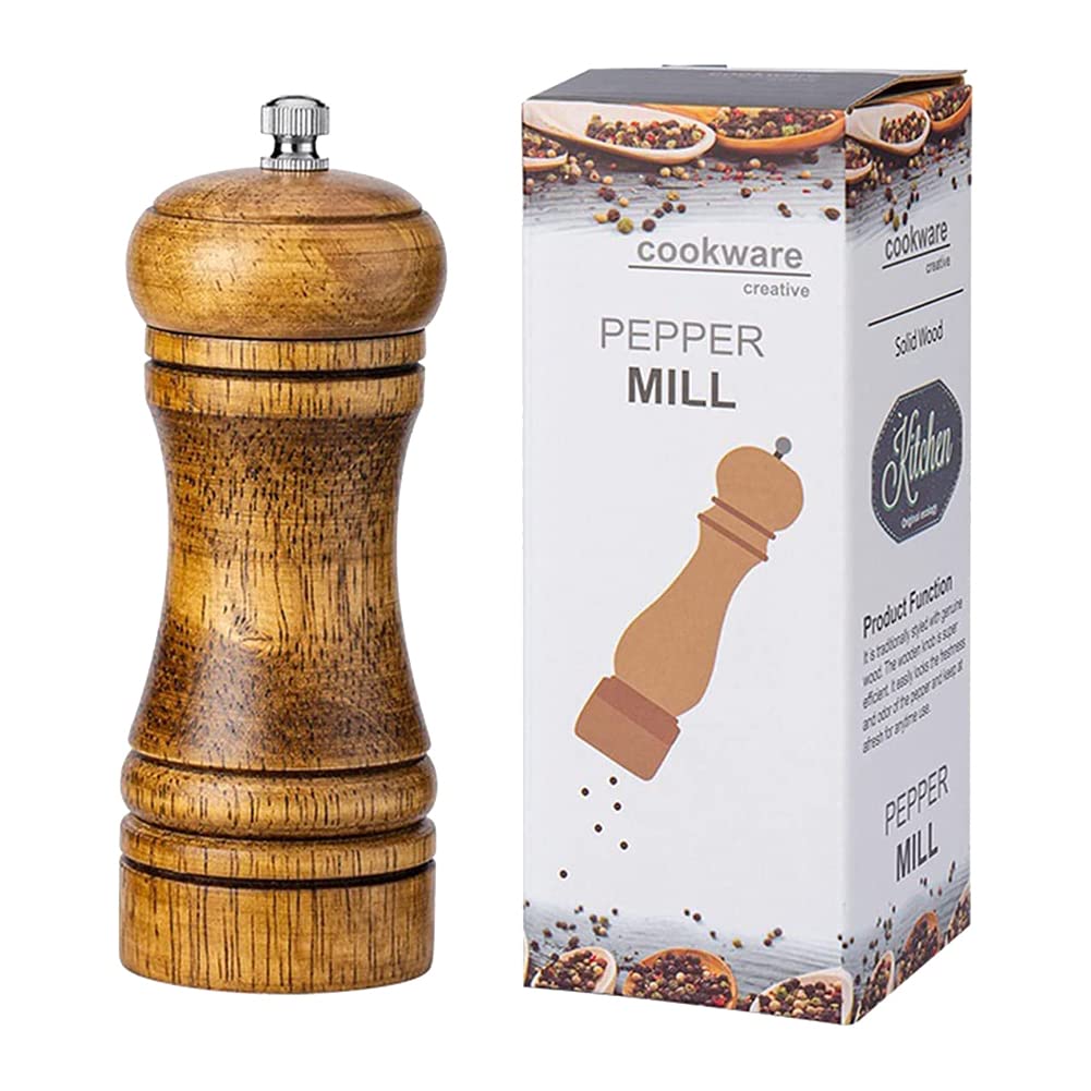 Amazon | karonpeln ペッパーミル ソルトミル 手動 岩塩ミル 胡椒ミル 天然オーク 無垢材 手動 スパイス 挽き 岩塩 ブラック ペパー 黒胡椒 粗さ 調節 セラミック研磨芯 ...