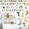 Amazon.com: Dinosaur Alphabet Numbers Colour Decals - Kids Room Decor ...
