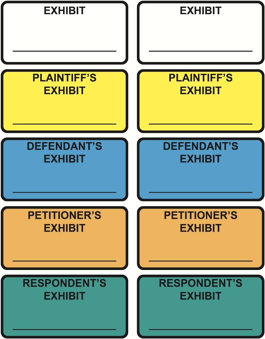 Amazon.com : Tabbies Legal Exhibit Labels, Label: 1-5/8"W x 1" H, Sheet ...