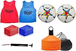 Amazon.com : Biggz Soccer Starter Kit - 12 Mesh Colored Vest with Size ...