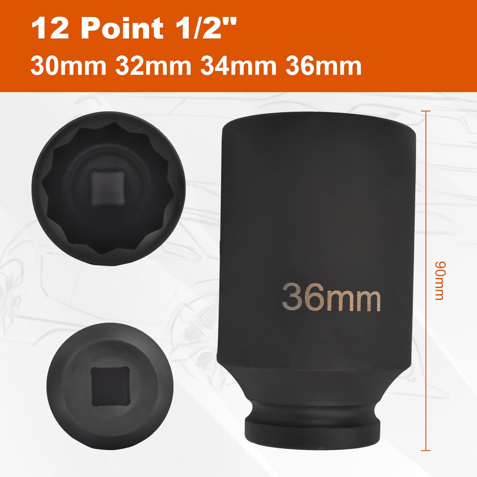 Snapklik.com : SSN 1/2 Inch Impact Socket Set Heavy Duty Drive Impact ...