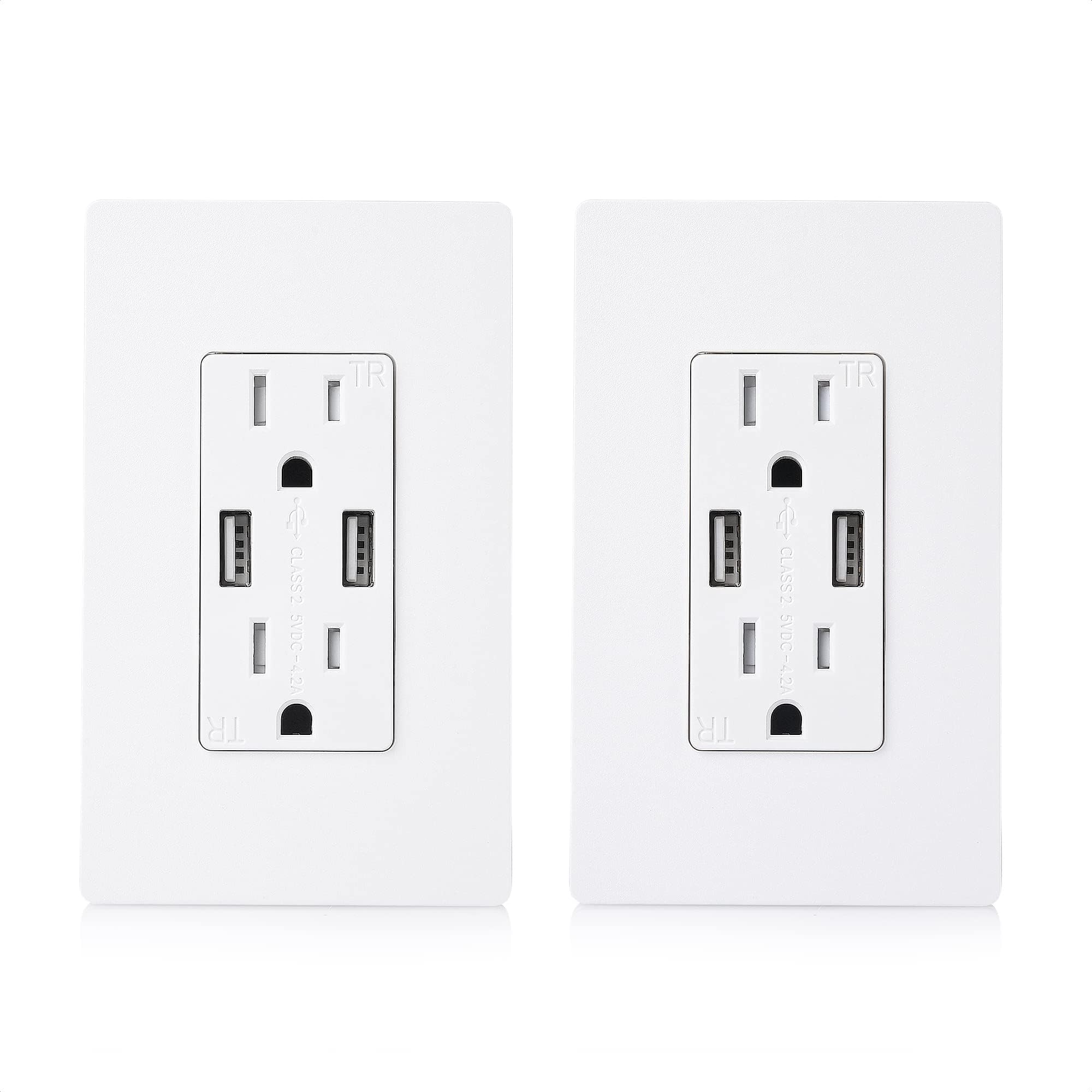 Cable Matters 2-Pack Tamper Resistant 4.2 Amp USB Outlets Receptacles ...