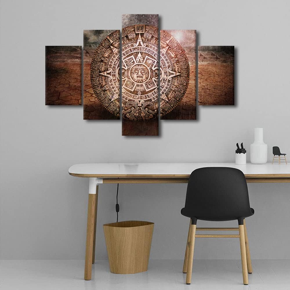 Amazon.com: TUMOVO Mexico Wall Artwork Aztec Solar Calendar Pictures ...