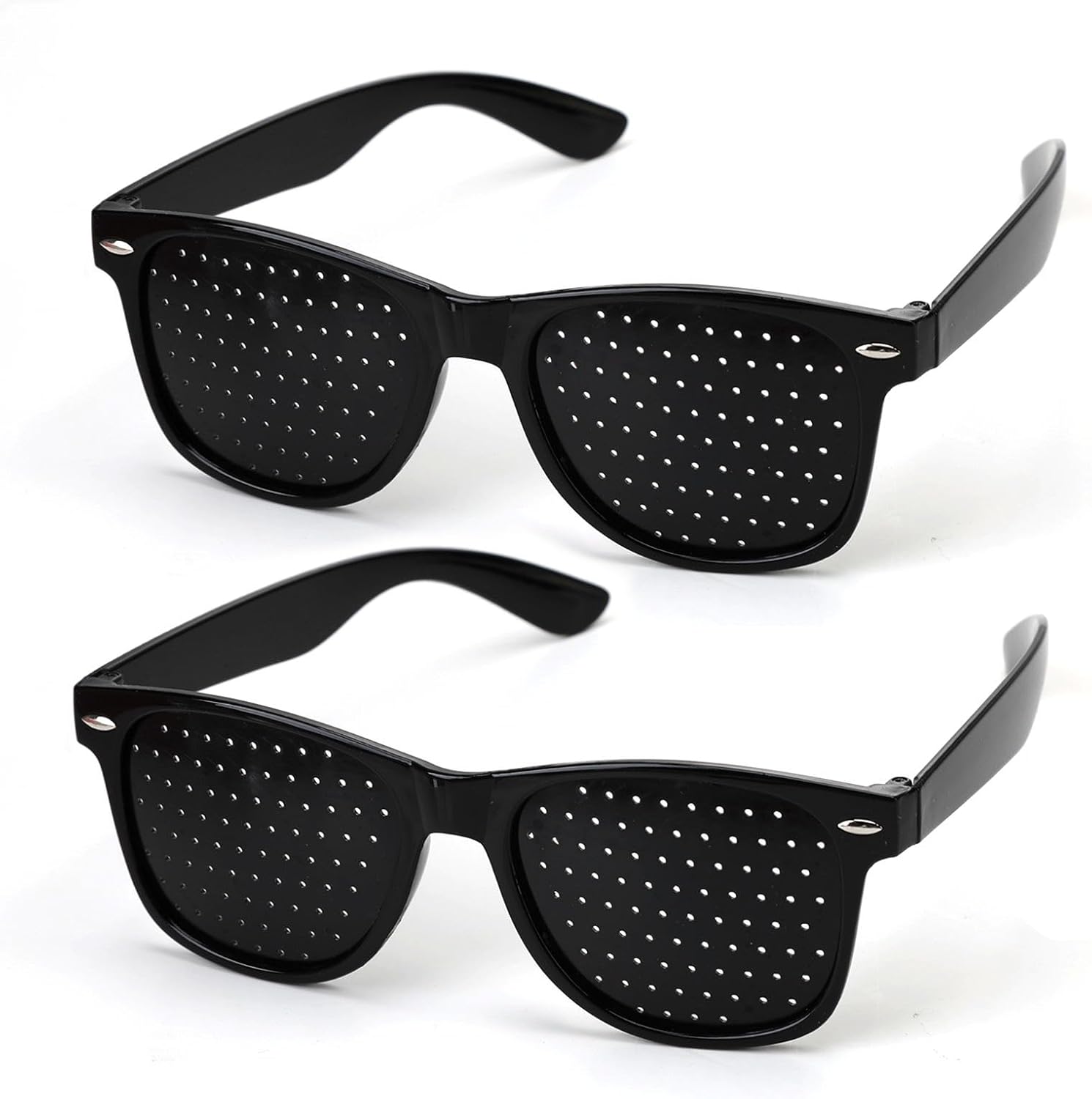 Grid Glasses, Black, 2 Pieces Hole Glasses, Pinhole Glasses, Pin Hole ...