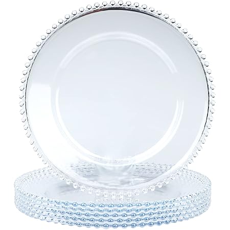 Amazon.com | 18 PCS Clear Charger Plates with Beaded Rim 13 Inch ...