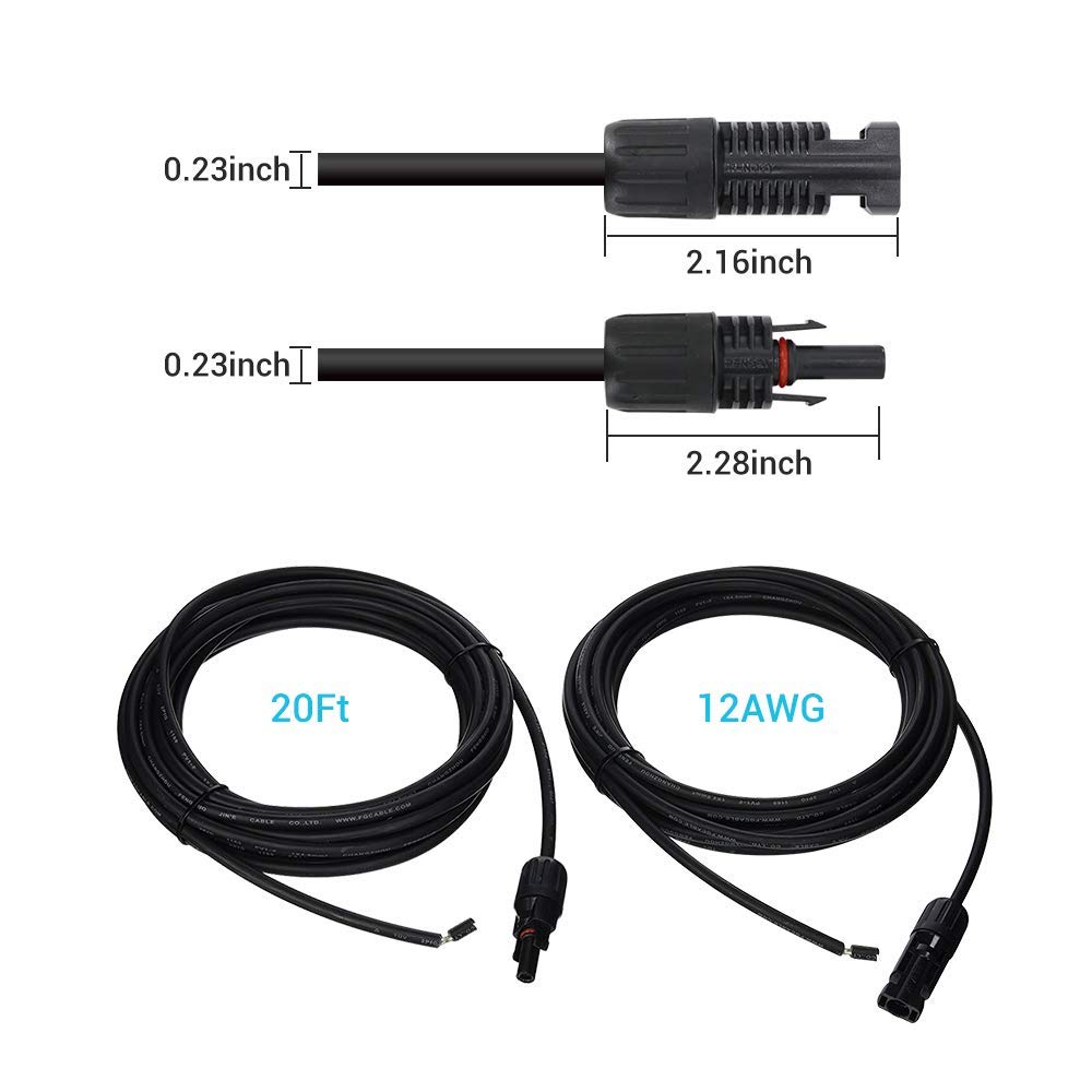 Snapklik.com : Renogy 20FT 12AWG Solar Adaptor Wire Extension Cables