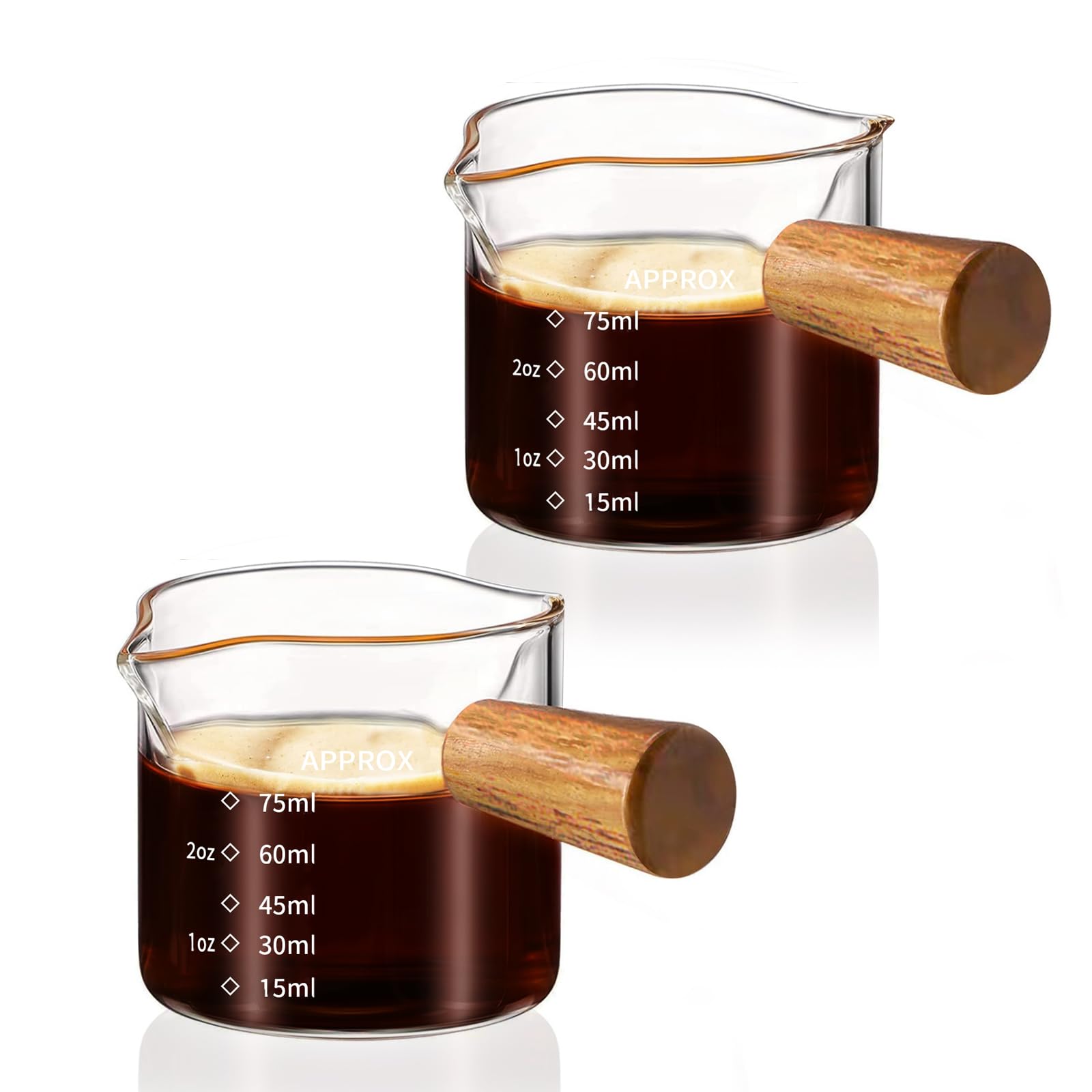 Amazon.com | YARRAMATE 2 Pack Espresso Cups with Wood Handle, Clear ...