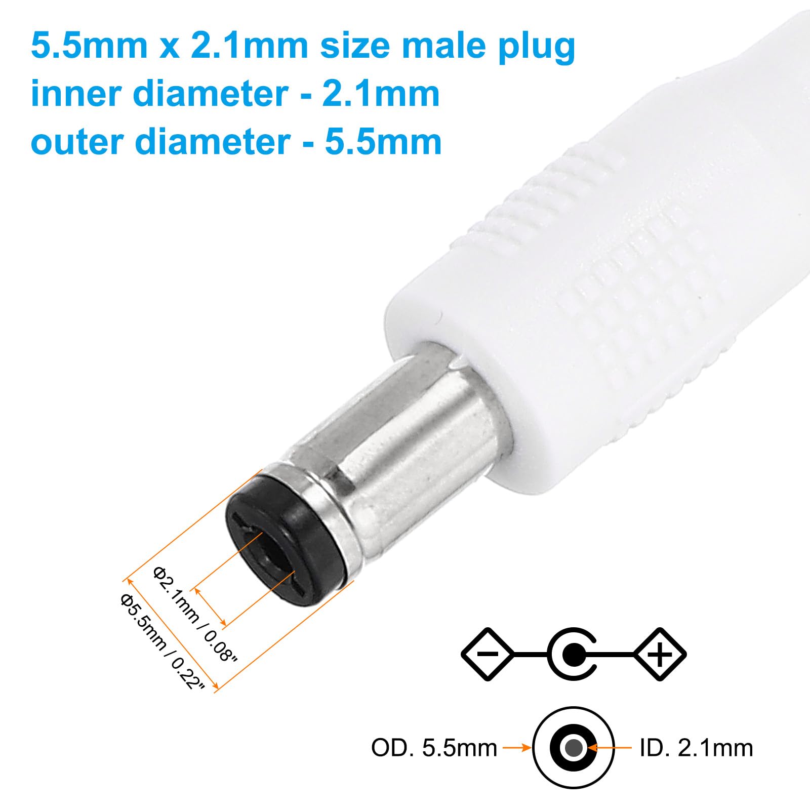 DC Power Cable 4-Pack 3ft DC Power Extension Cables - 5.5x2.5mm Male To ...