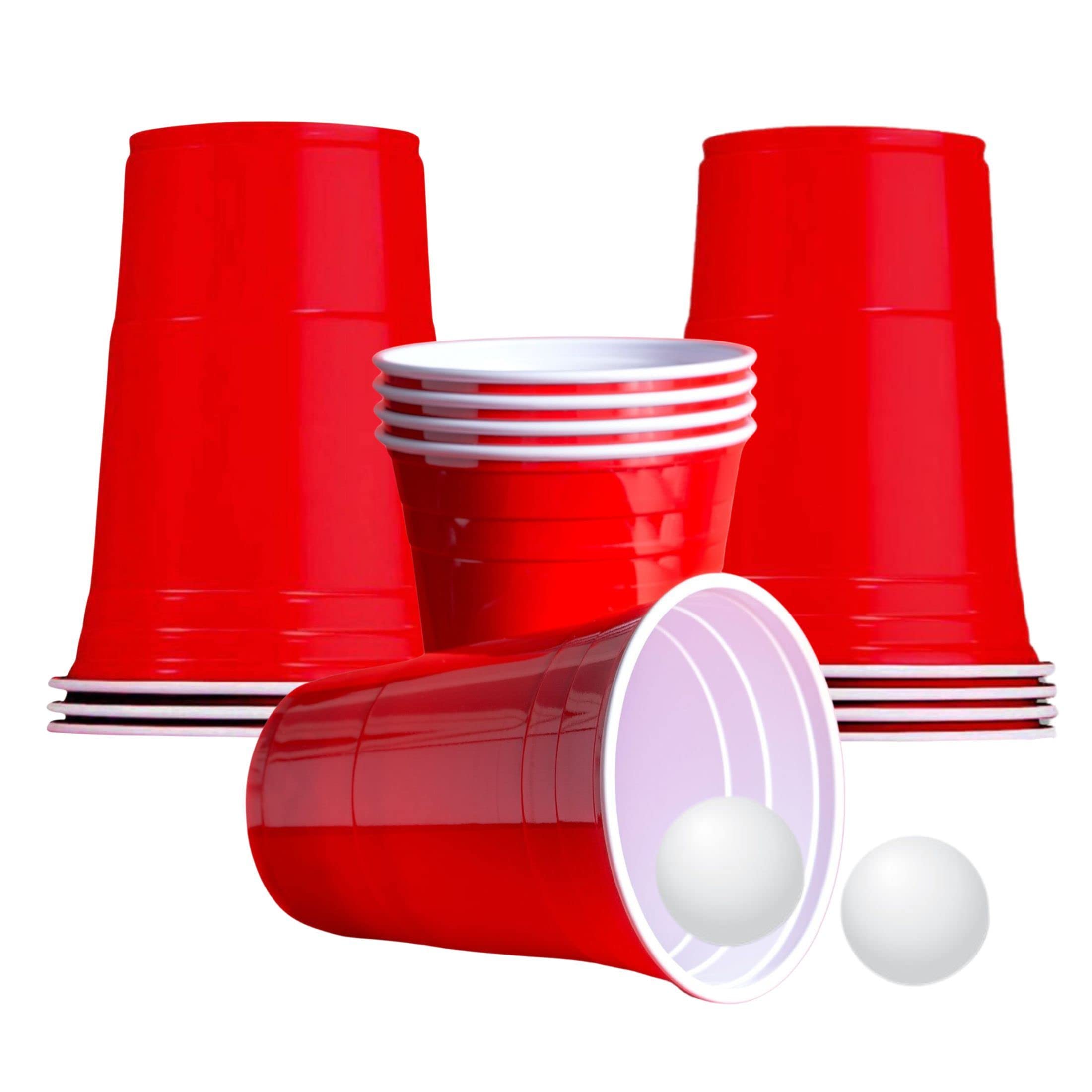 Amazcups Large Red Plastic Cups - 450ml (15.8floz) Red Disposable Cups ...