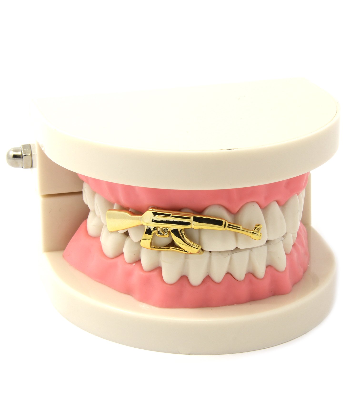 14k Gold Plated Plain Canine Cap Ak 47 Gun Single | Desertcart INDIA