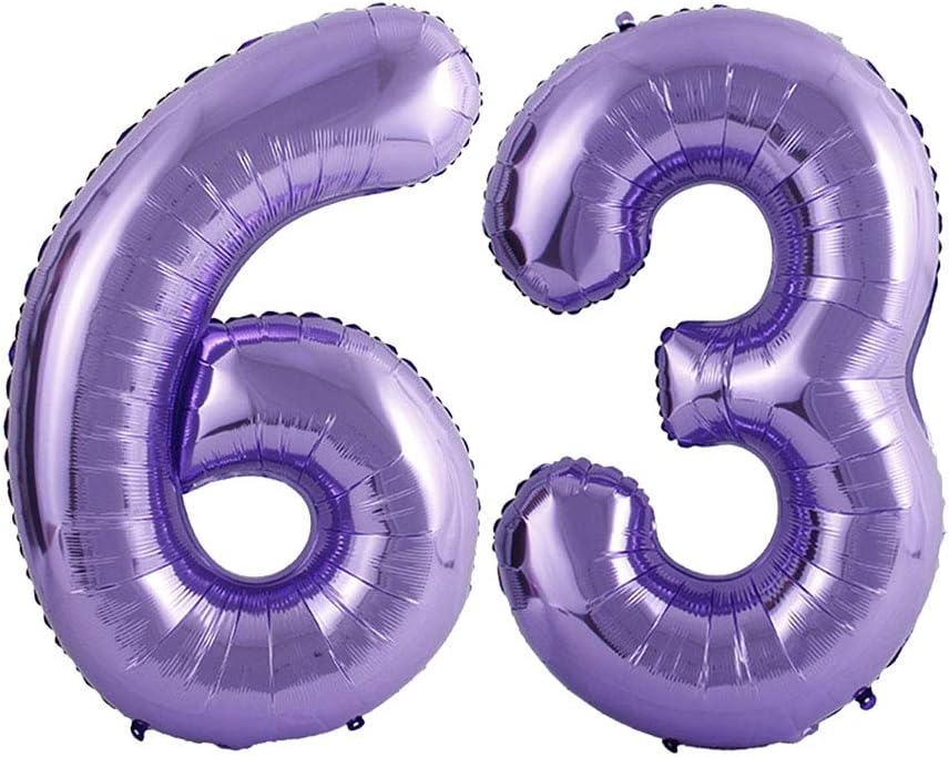 Amazon.com: Number 63 Purple Foil Jumbo Digital Mylar Balloons, 40inch ...
