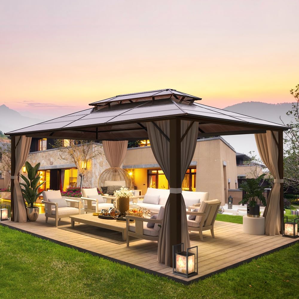 Amazon.com : Jolydale 10'x12' Hardtop Gazebo, Double Roof Gazebo ...