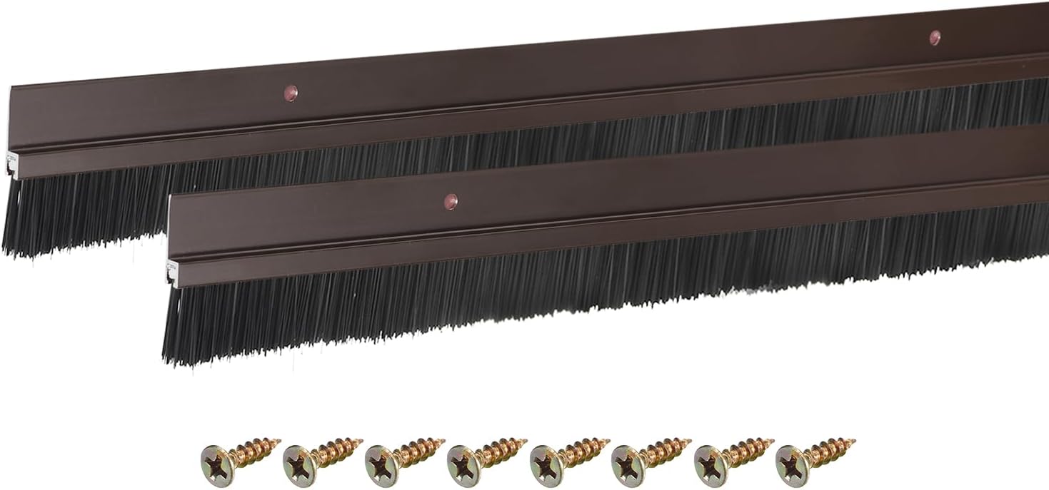 uxcell 2Pcs Door Brush Bottom Sweep H-Shape Aluminum Alloy Base with 0. ...