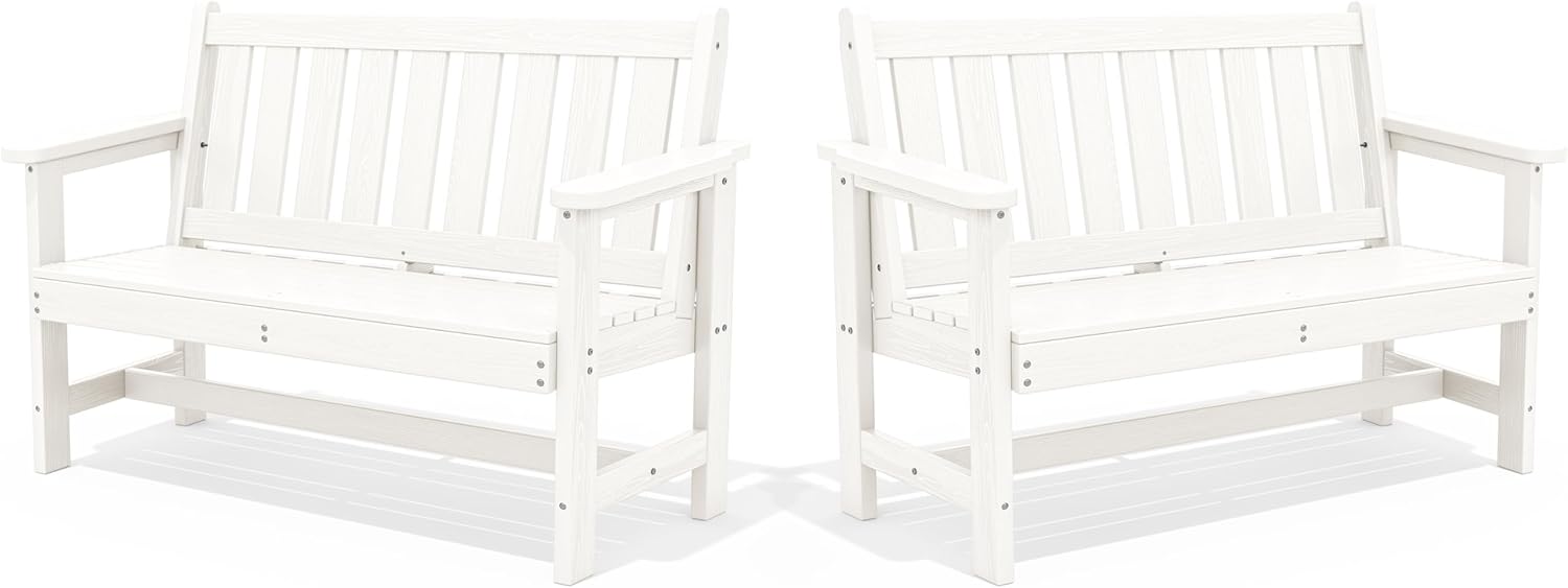 Amazon.com: SERWALL Outdoor Bench, HDPE Outdoor Benches Weatherproof, 2 ...