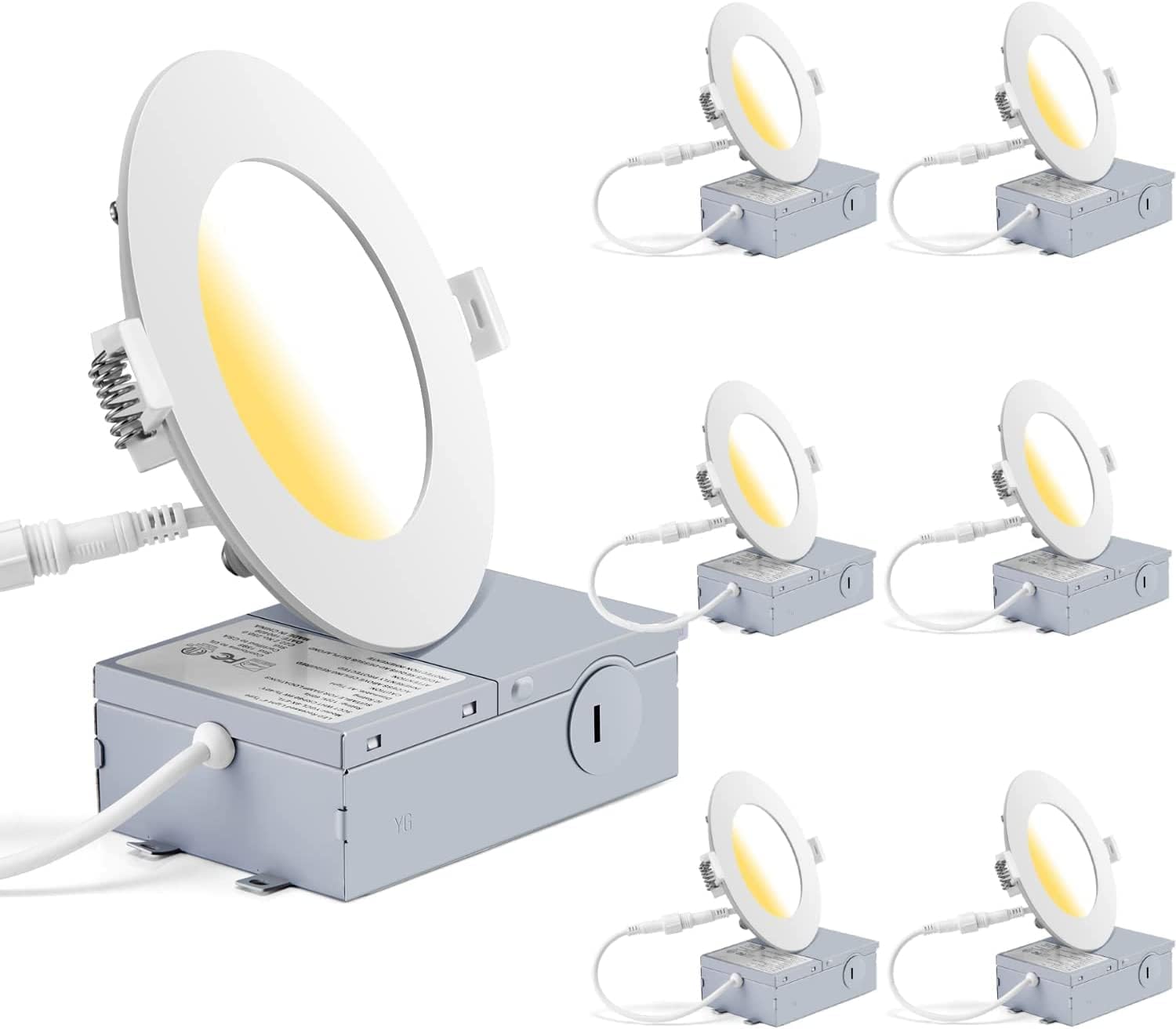 GCN LIGHT 6 Inch LED Pot Lights, Dimmable Slim LED Recessed Lighting ...