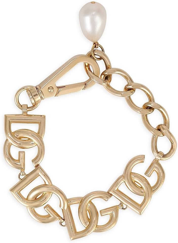 Amazon.com: Dolce&Gabbana, Gold-Plated & Plexiglass Faux Pearl DG Chain ...