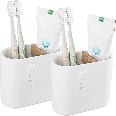 Amazon.com: Toothbrush Holder with Bamboo Divider,Detachable for Easy ...