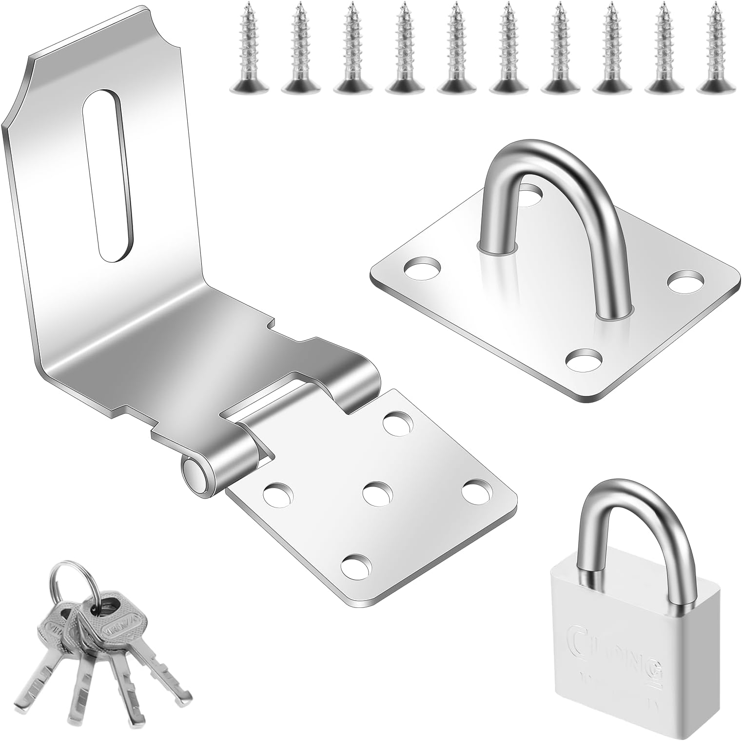 Amazon.com: Door Lock Latch Hasp Kit, 90 Degree Stainless Steel Gate ...