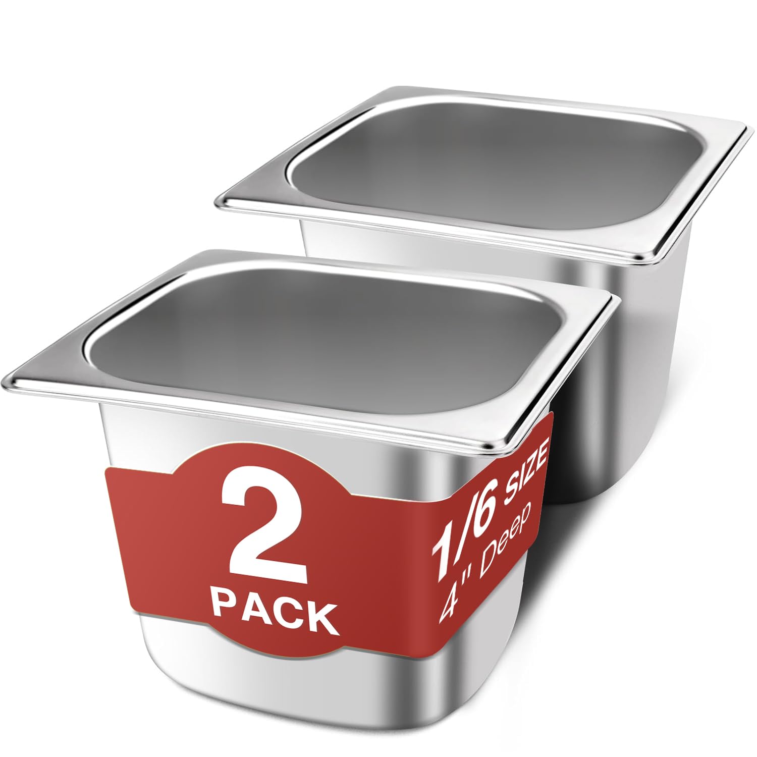 Snapklik.com : 2 Pack Hotel Pans,1/6 Size 4" Deep,Anti-Jamming Steam ...