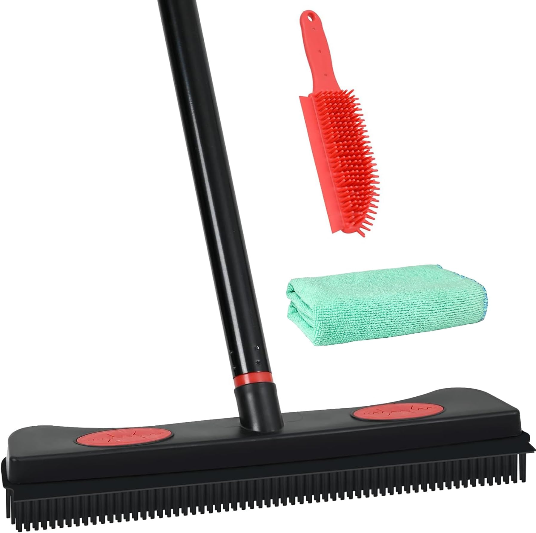 Amazon.com: Pet Hair Rubber Broom with Carpet Rake and Squeegee, 2 in 1 ...