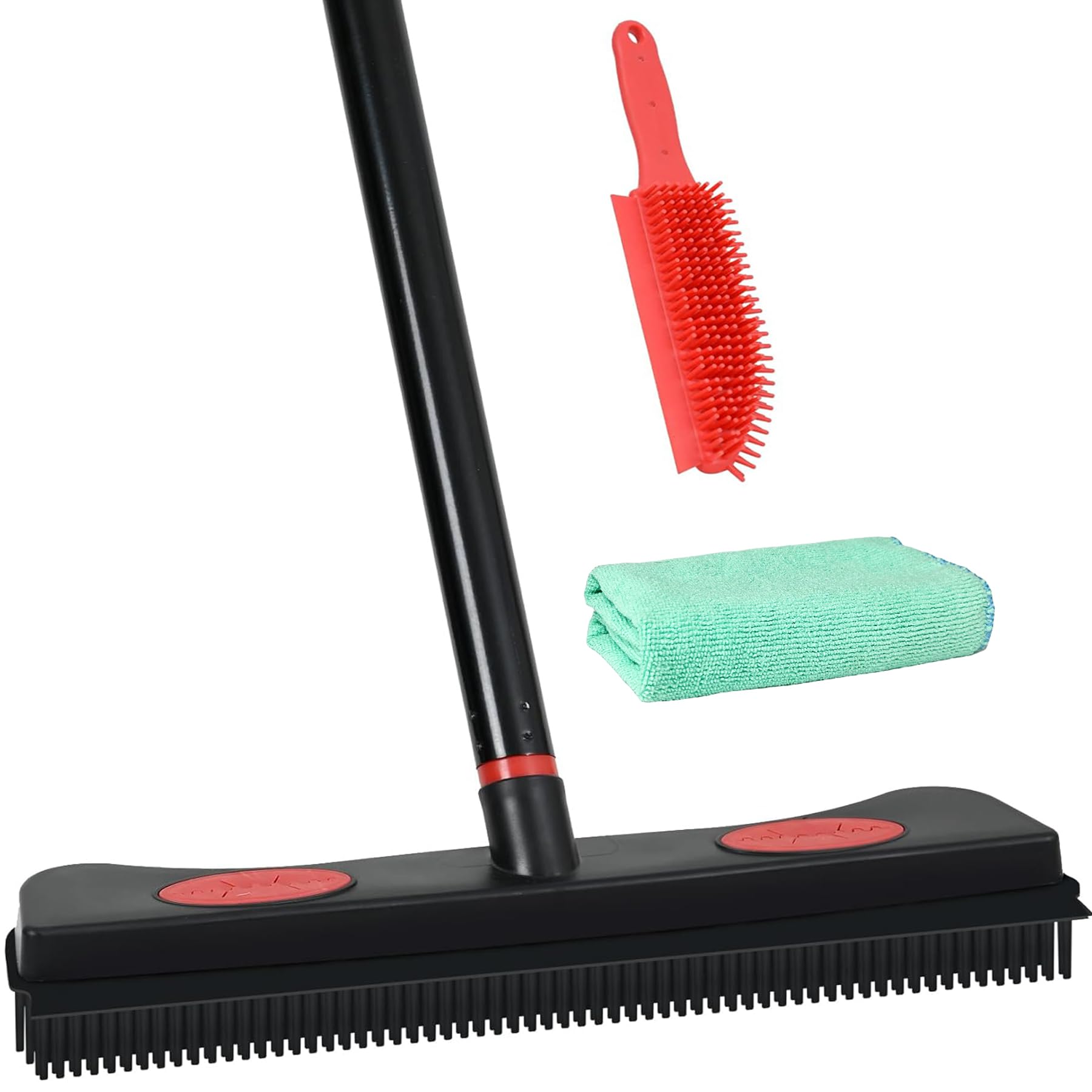 Amazon.com: Tiumso Rubber Broom for Carpet, Pet Hair Removal Broom with Squeegee for Floor ...