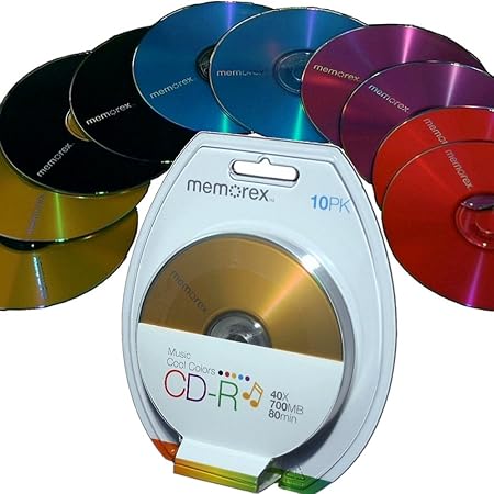 Amazon.com: Memorex Cool Colors 10-Pack 40x CD-R Disc Blister ...