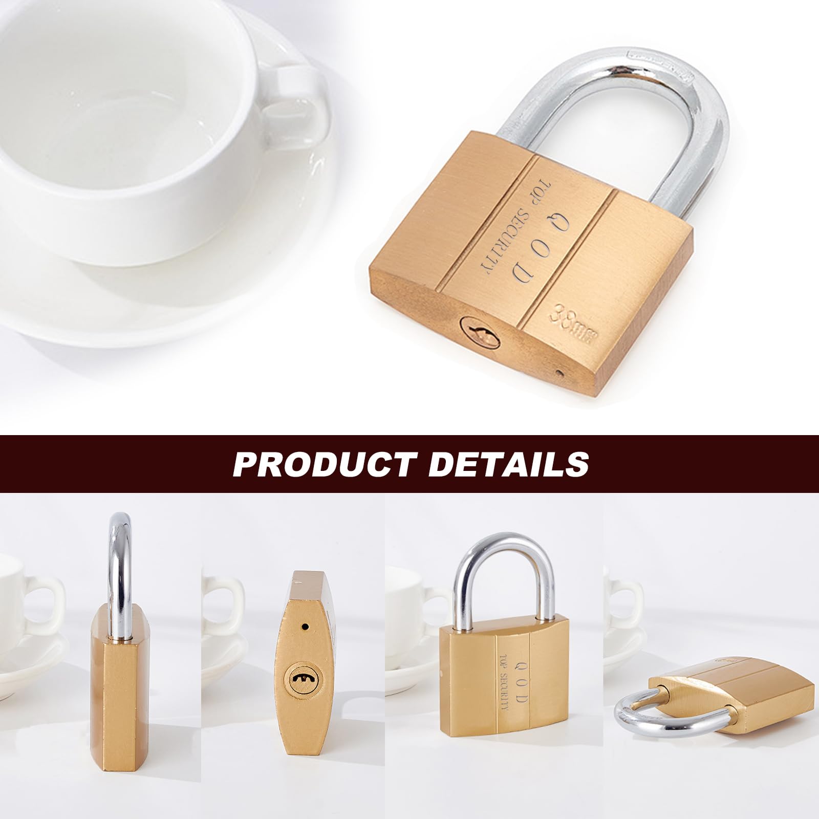 Padlock With Key Solid Brass Padlock Set With Keys - Waterproof Lock ...