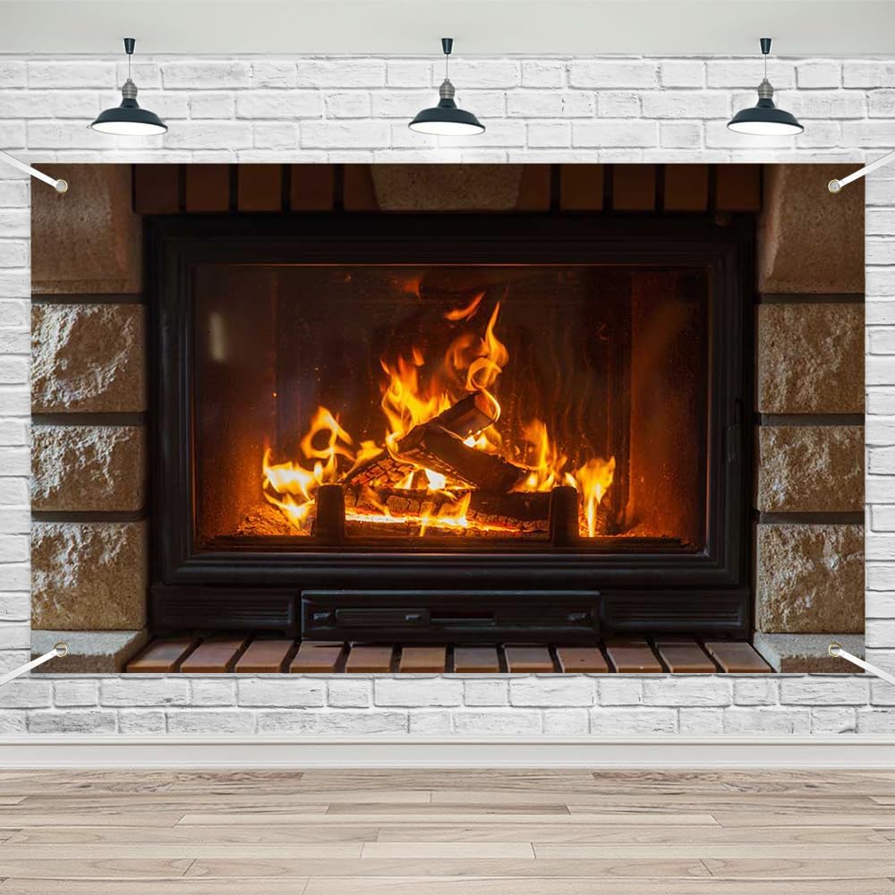 Amazon.com : Lofaris Vintage Burning Firewoods & Fireplace Banner ...