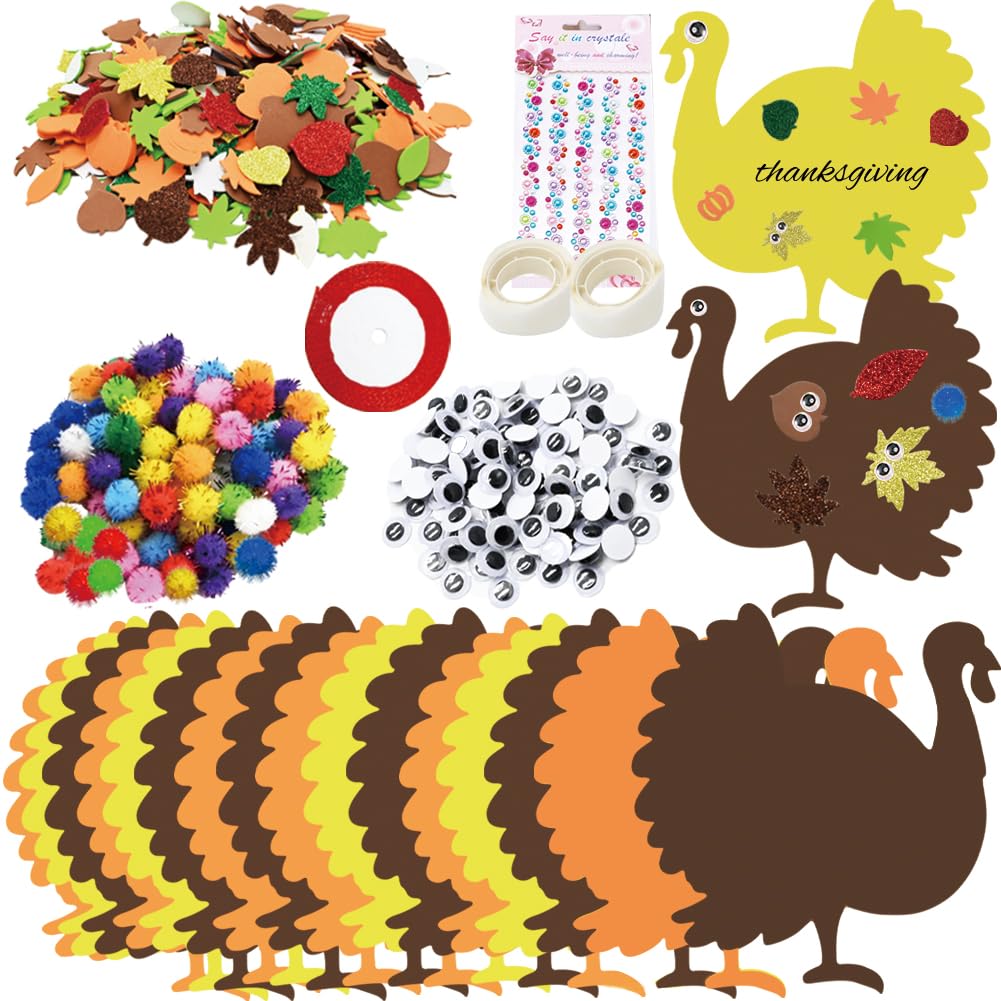Amazon.com: LUKBERA 660pcs Fall Foam Turkey Thanksgiving Craft Kits ...