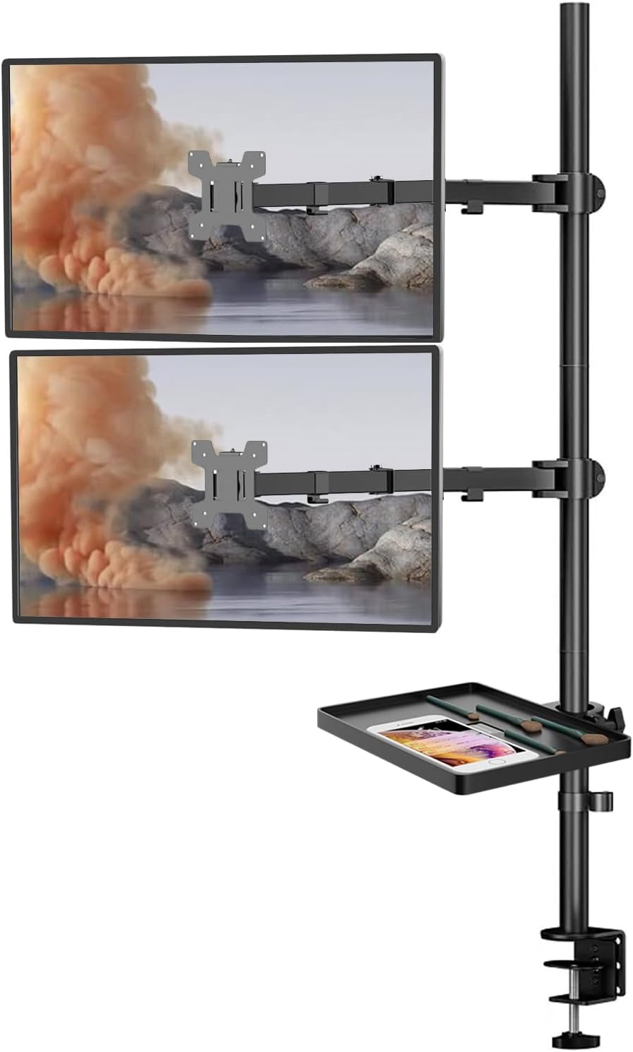 Amazon.com: Extra Tall Dual Vertical Monitor Mount, 2 in 1 Stacked ...