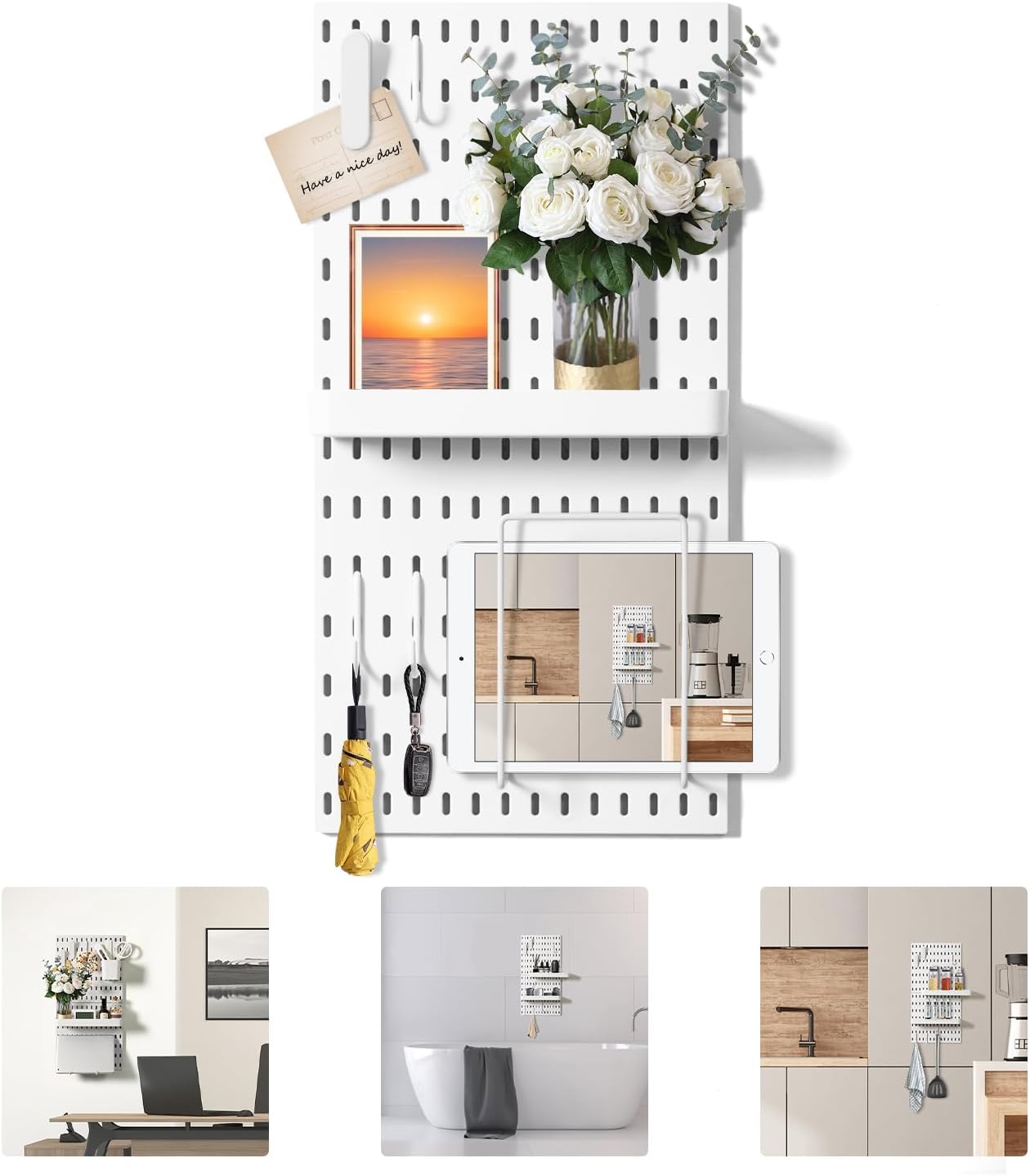 VUSIGN Pegboard Combination Wall Organizer Kit, 2 Pieces Pegboards and ...