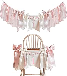 Amazon.com: Pink Bow 1st Birthday High Chair Banner and Hat for Girl ...