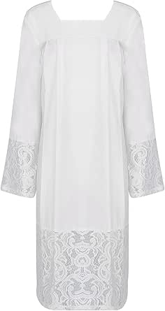 Amazon.com: XUNZOO White Square Neck Surplice Catholic Pleated ...